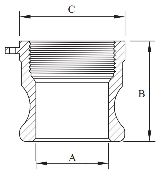 Type A Camlock - Male Camlock X Female BSP - Aluminium